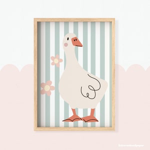 Silly Goose Wall Art Cute Poster Pastel Girls Nursery Decor Farm Animal ...
