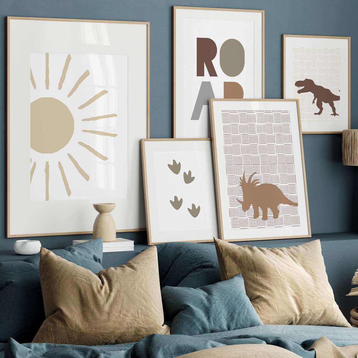 Dinosaur Nursery Art Print Set: Boho Kids Room Decor (digital Download ...