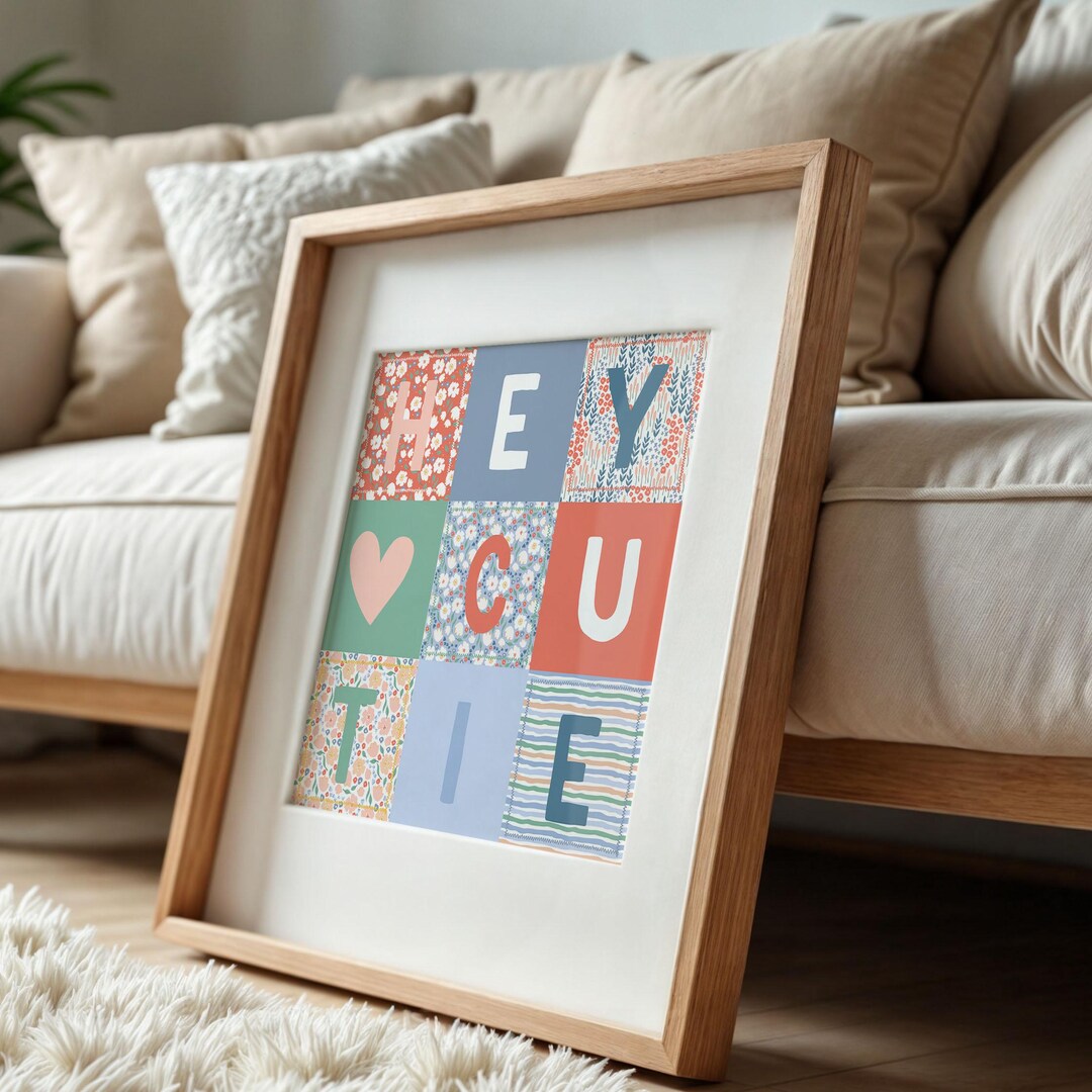 Cottagecore "hey Cutie" Quote Nursery Print, Girl's Room Wall Art ...