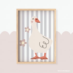 Silly Goose Wall Art Cute Poster Pastel Girls Nursery Decor Farm Animal ...