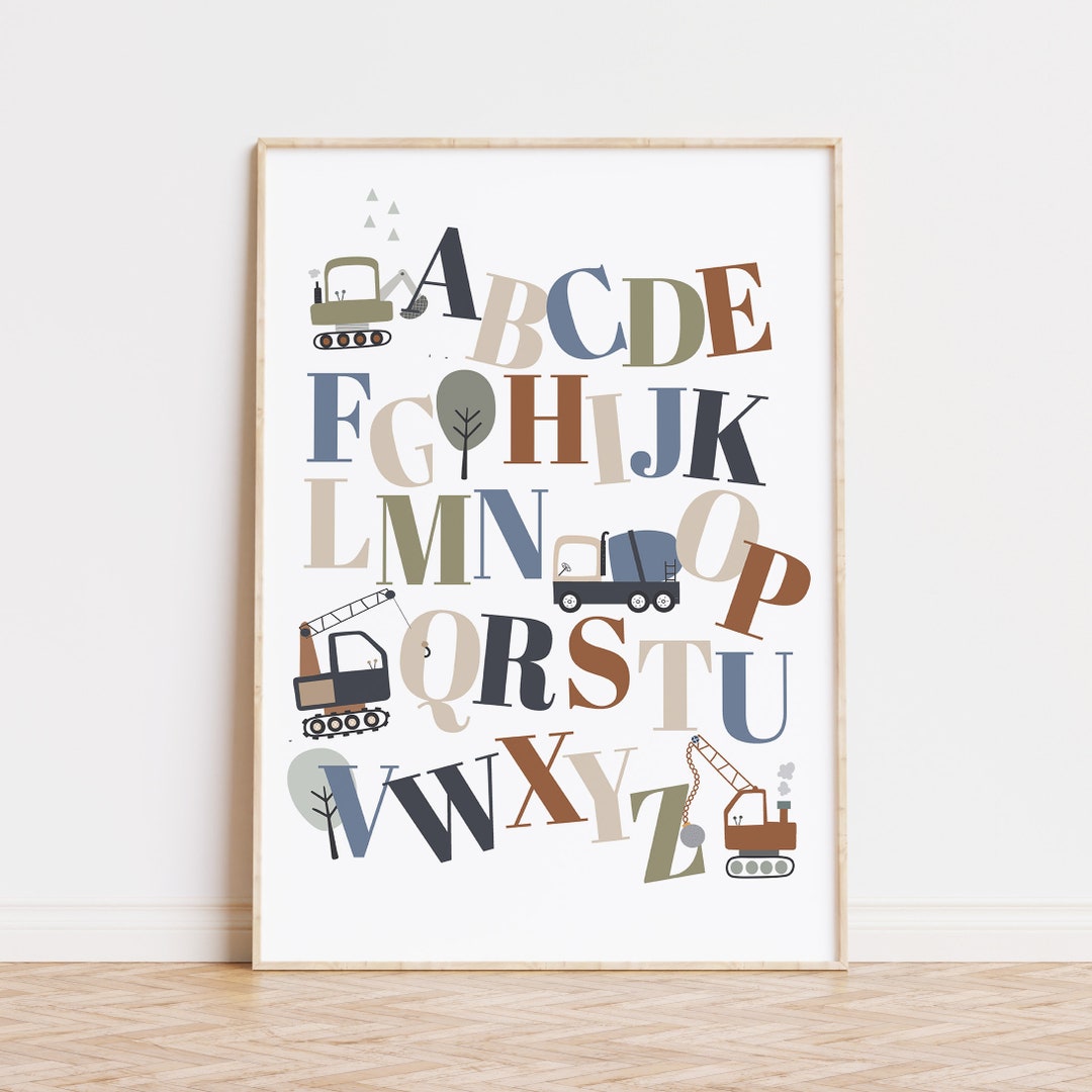 CONSTRUCTION ALPHABET Boys Nursery Wall Art Print, ABC Art Print ...