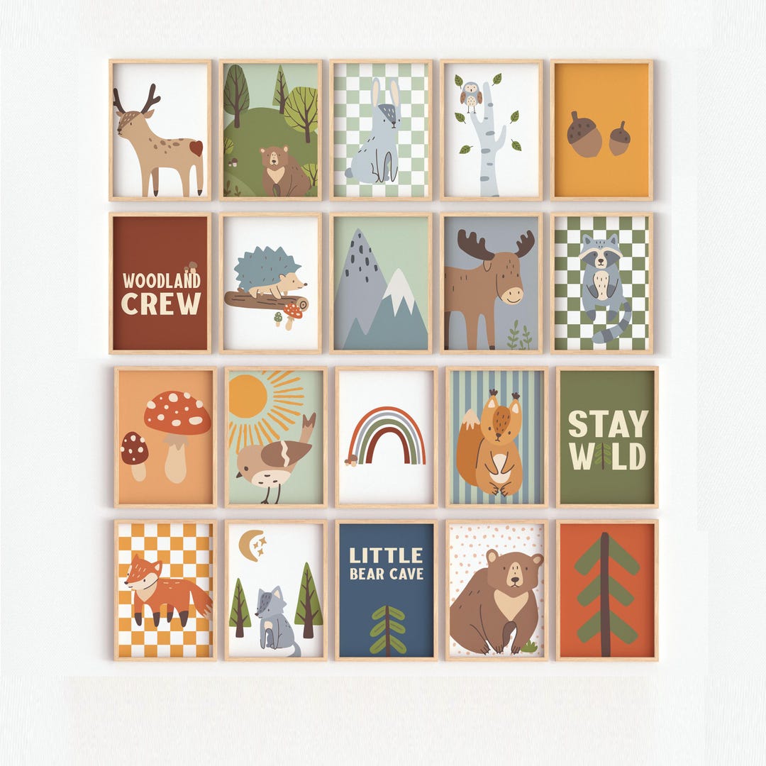 Woodland Animal Prints: Scandi Nursery Decor, Boys Room Art (digital ...