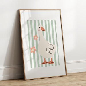 Silly Goose Wall Art Cute Goose Poster Pastel Girls Nursery Decor Farm ...