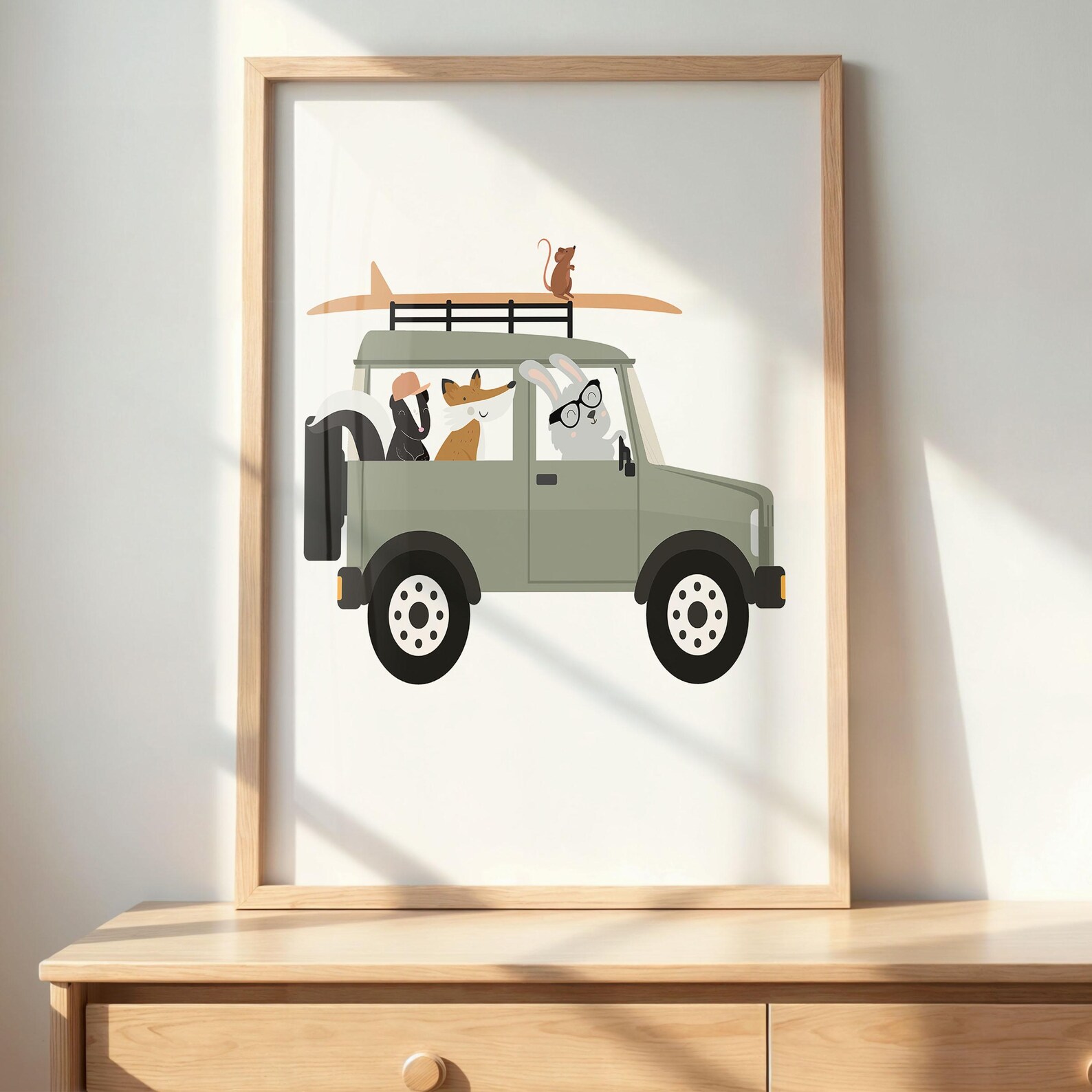 Boys Vehicle Nursery Prints Set of 3 | Animals Driving 4WD Truck ...