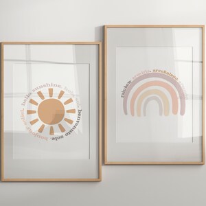 Girls Nursery Alphabet Wall Art Boho Colours, ABC Print, Playroom ...