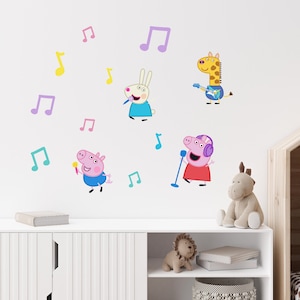 Peppa Pig Wall Sticker - Peppa Pig and Friends Playing Music Set Wall ...