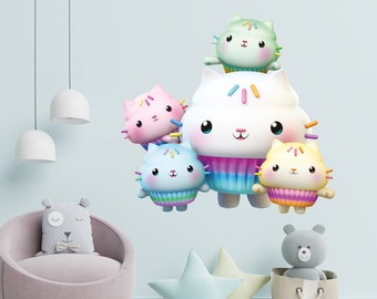 Gabby's Dollhouse Wall Sticker Gabby and Friends Sat Down Wall Art Kids ...