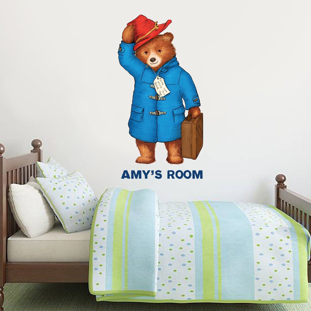 Paddington Bear Personalised Name Wall Sticker Blue - Paddington 006 - Etsy