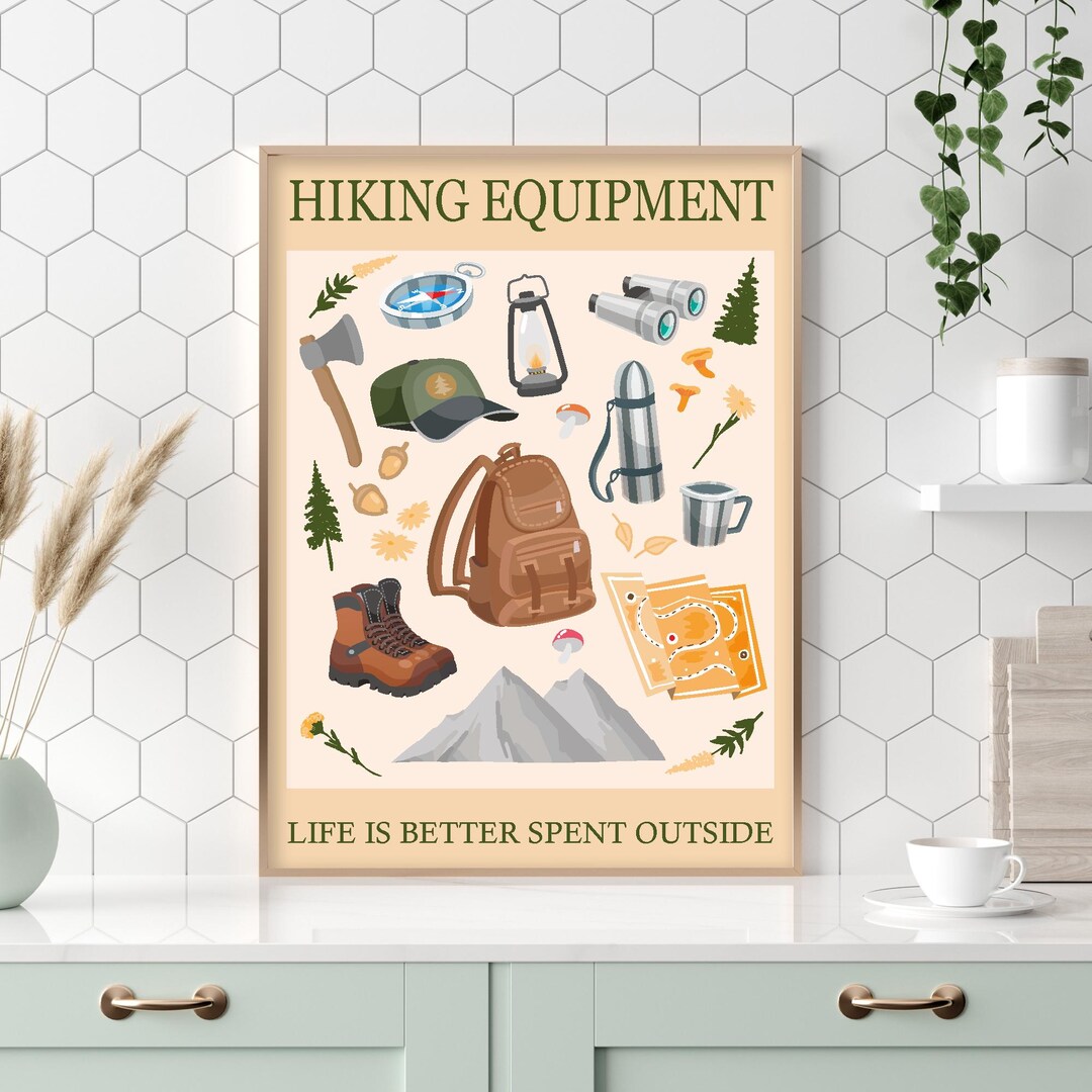 Walking Wall Art Print - Hiking Equipment Poster - Etsy