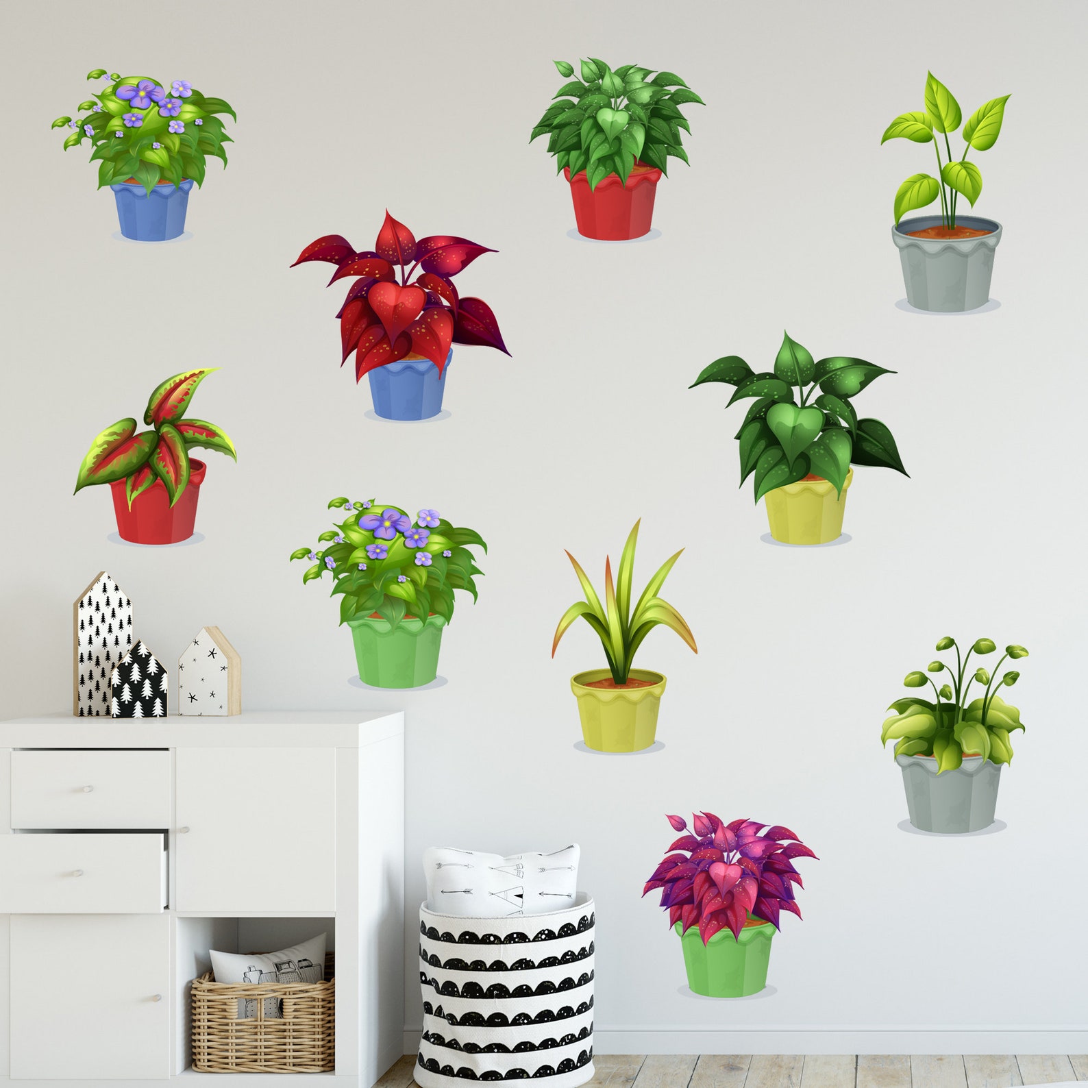 Plant Wall Sticker - Set of 10 Potted Plants Wall Decal Art Nature - Etsy