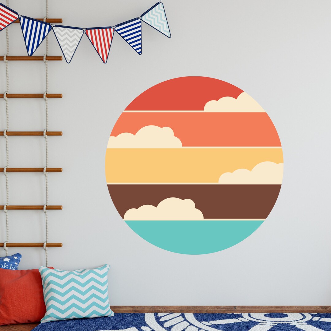 Boho Wall Sticker Circle Colour Lines Cloud Decal Wall Art - Etsy