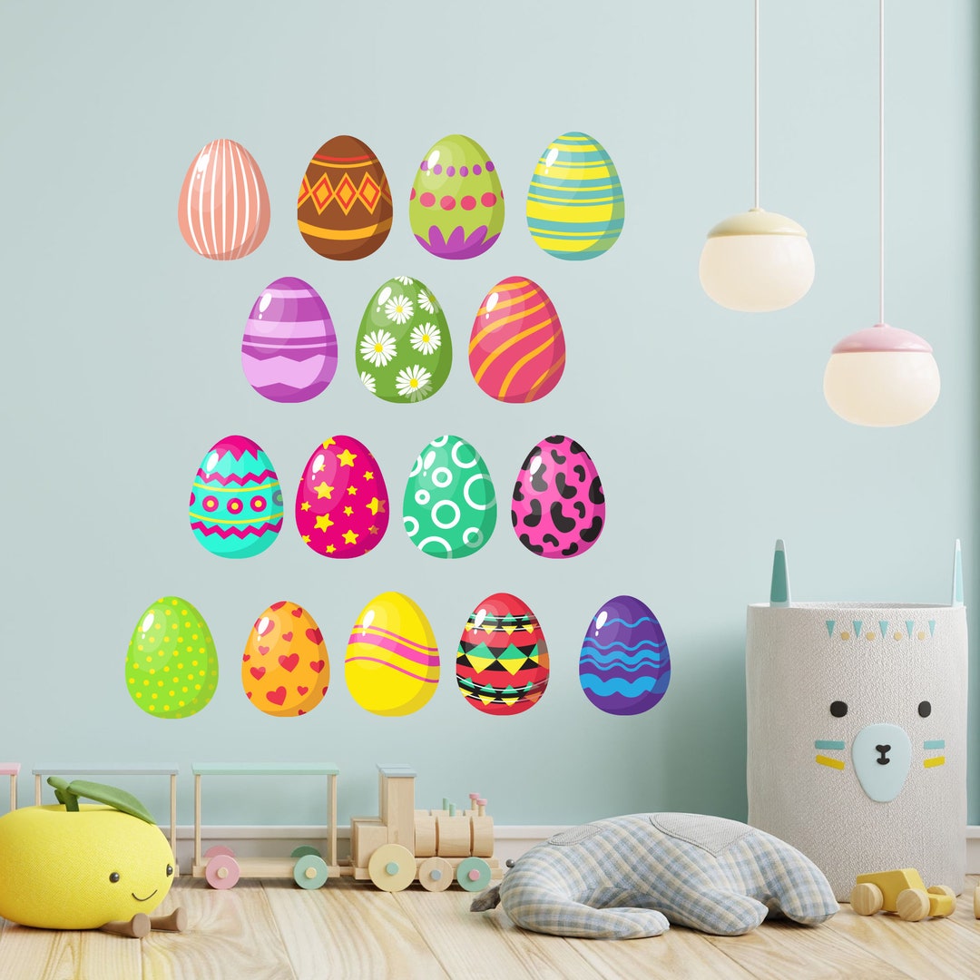 Easter Wall Stickers - Set of 16 Egg Patterns Art Decal - Etsy