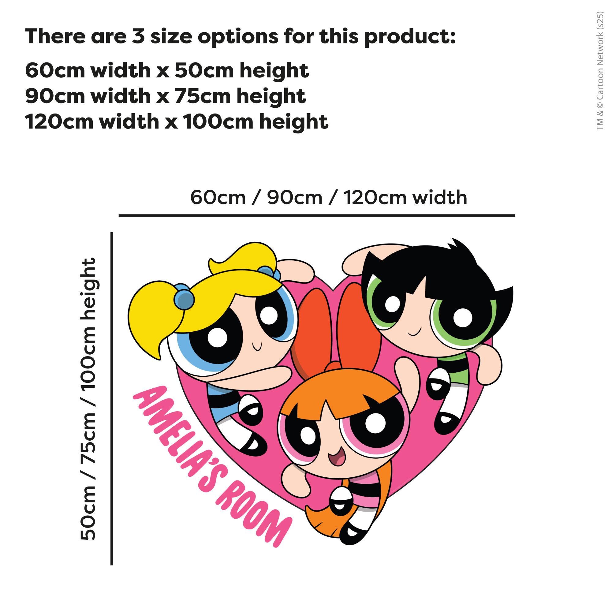 Powerpuff Girls™ Wall Sticker – Trio Personalised Pink Heart Superhero ...