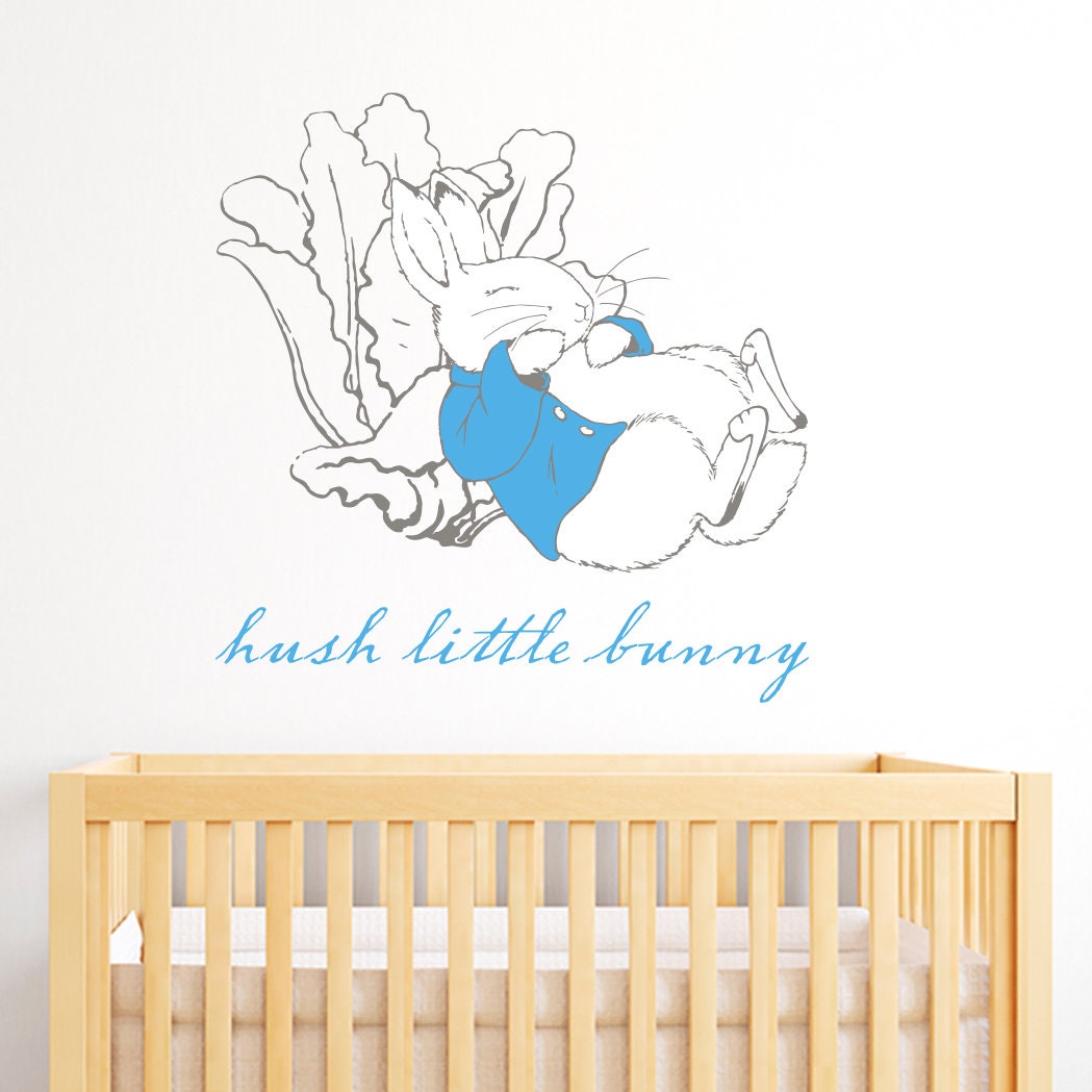 Official Peter Rabbit Hush Little Bunny Wall Sticker Mural - Etsy UK