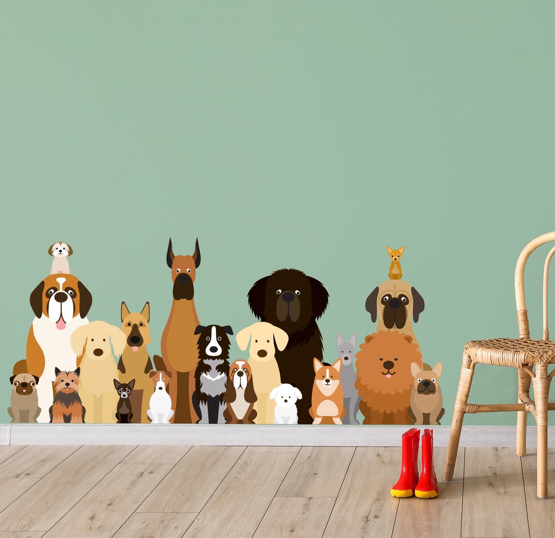Dog Wall Sticker - Big Group of Dogs Decal Wall Art - Etsy UK