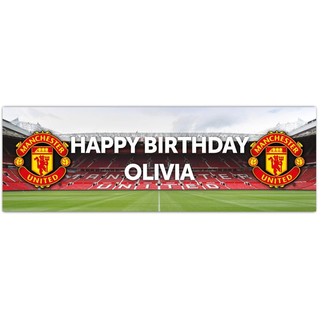 Manchester United Birthday - Personalised Football Banner Wall Sticker ...