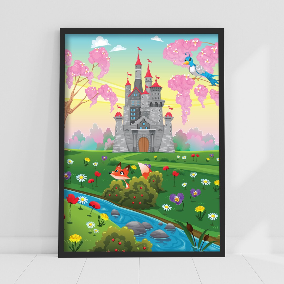 Princess Print - Castle Flowers Poster Wall Art - Etsy
