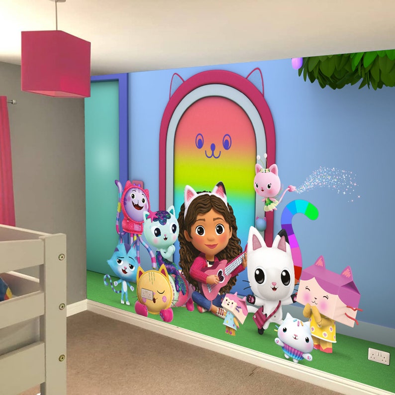 Gabby's Dollhouse Mural - Gabby and Friends Playing Guitar Full Wall ...