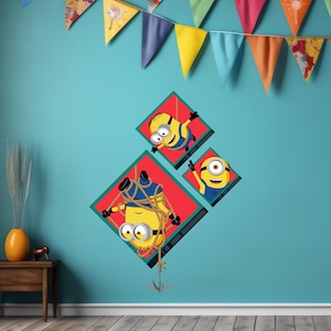 Despicable Me 4 - 3 Minions in Squares Wall Sticker - Etsy