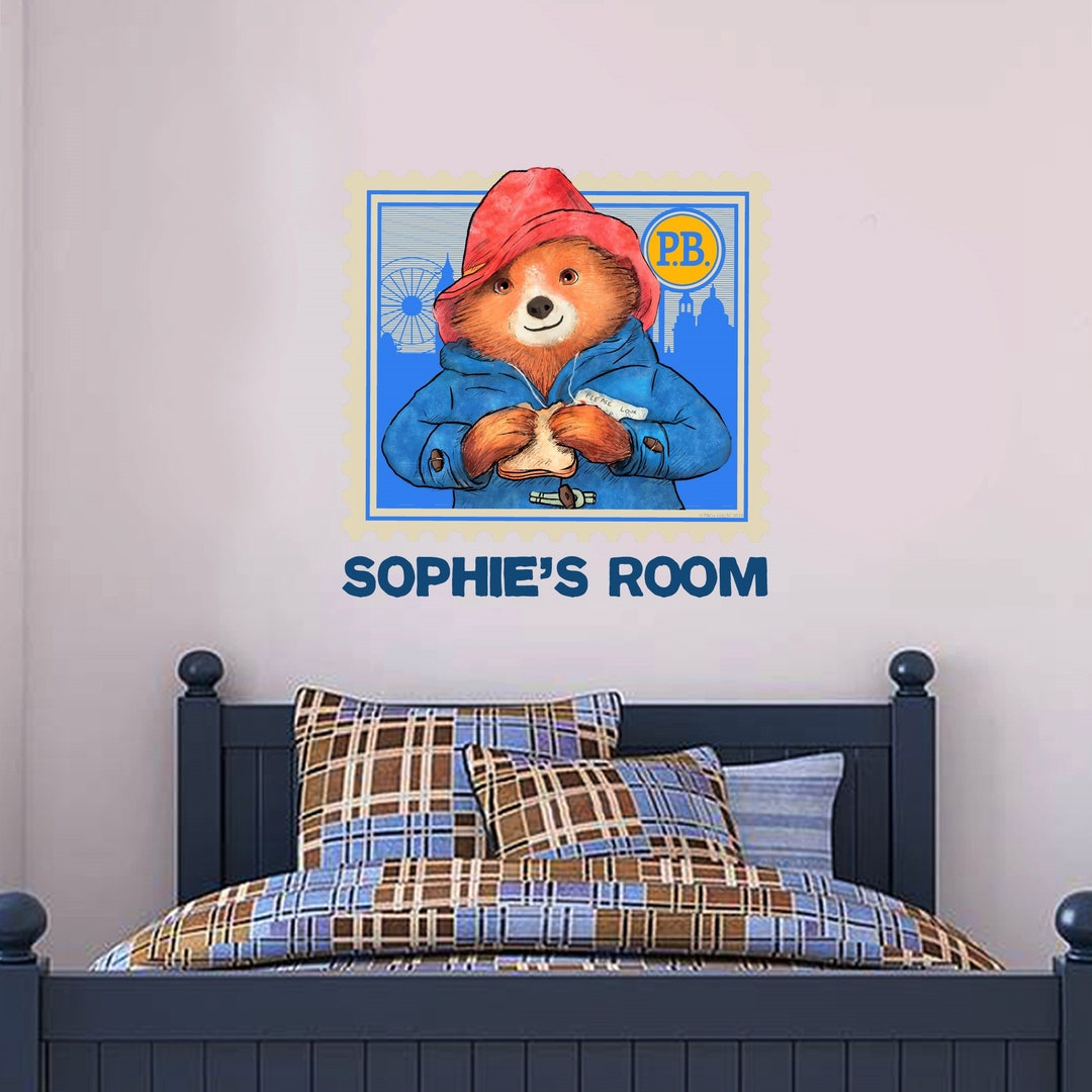 Paddington Bear Personalised Name Wall Sticker - Stamp Blue 012 - Etsy