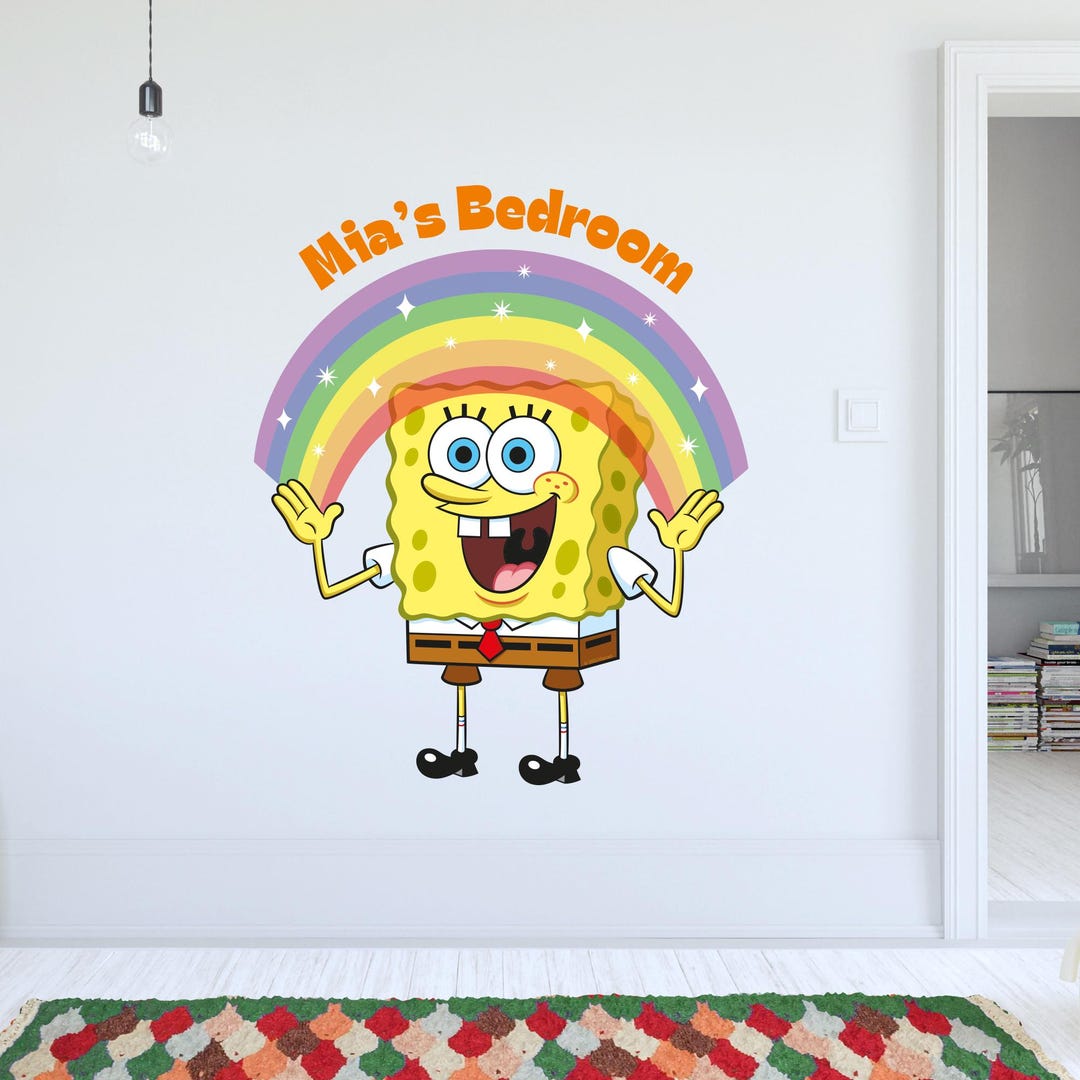 Spongebob Wall Sticker - Rainbow Personalised Name Decal Wall Art - Etsy