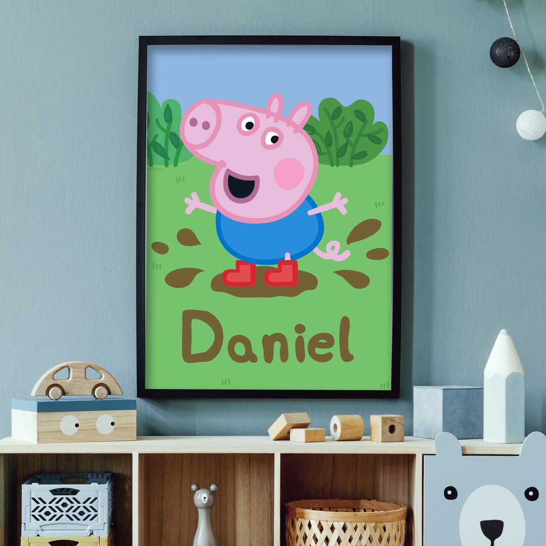 Peppa Pig Print - Peppa Pig George Muddy Puddle Personalised Name ...