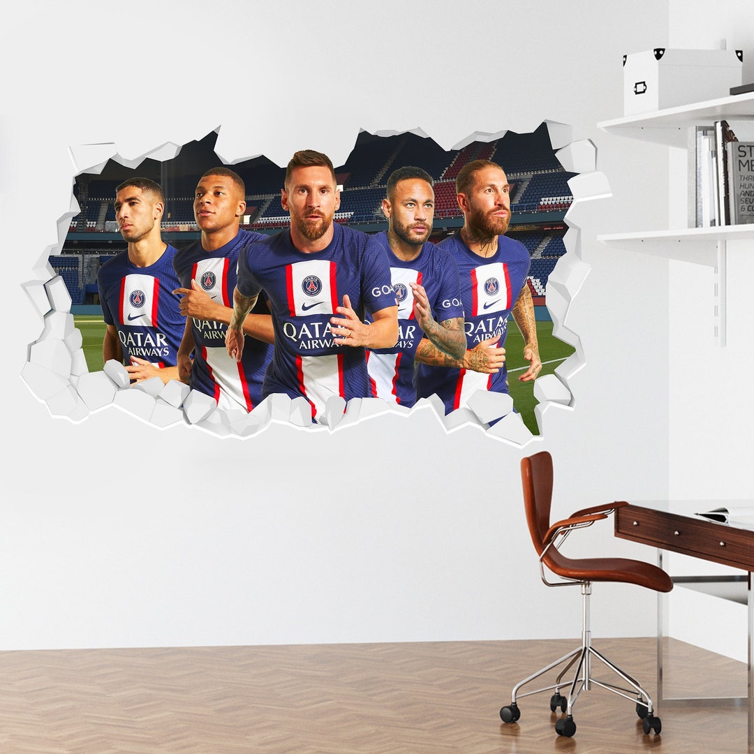 Paris Saint-germain Wall Sticker Player Group 22-23 Broken Wall Decal ...