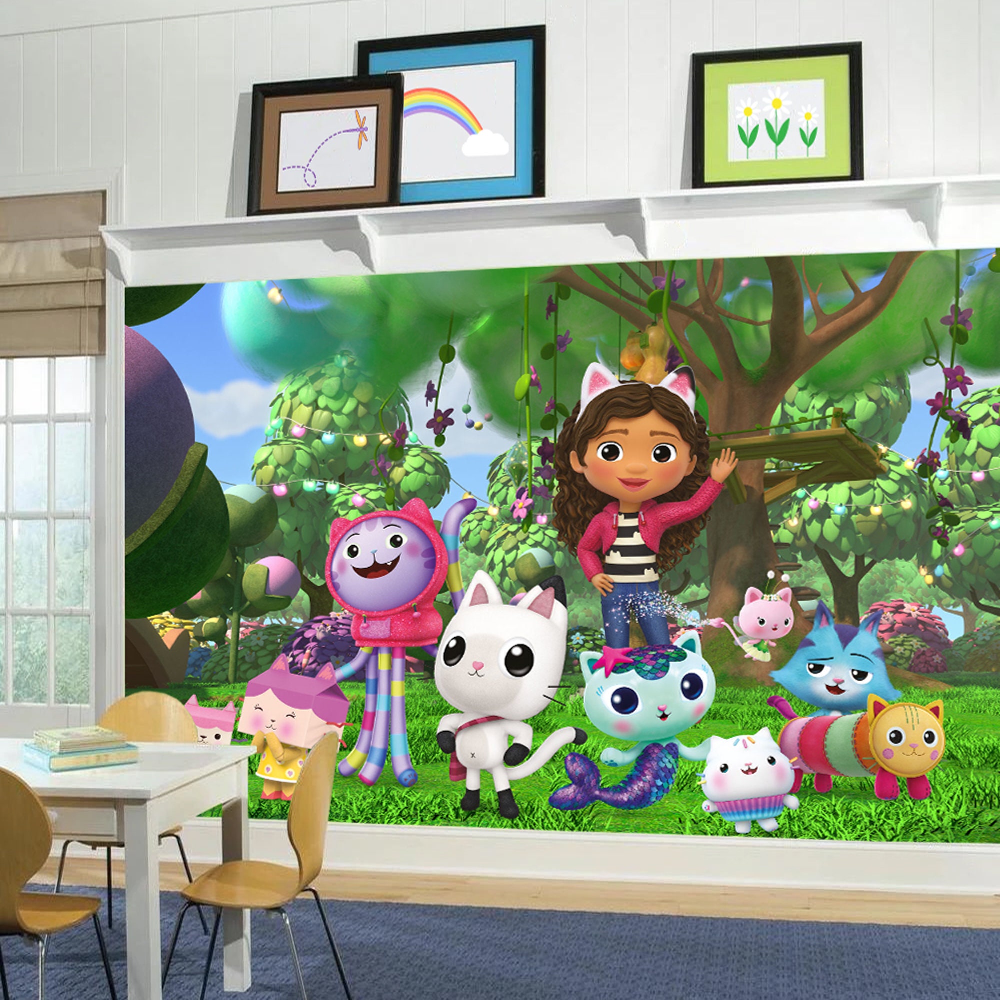 Gabby's Dollhouse Mural - Gabby and Friends in Garden Full Wall Mural ...