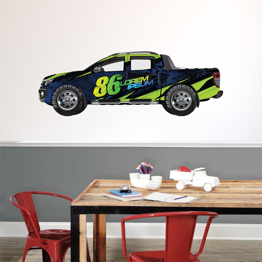 Car Wall Sticker - Blue Sports Truck Decal Wall Art - Etsy