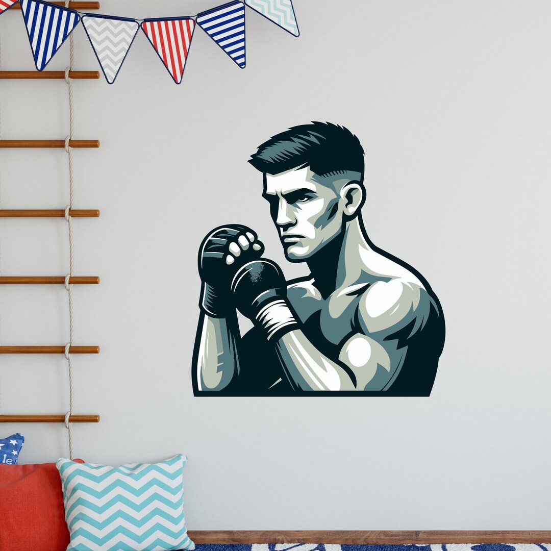 Boxing Wall Sticker - Boxer Portrait Decal Wall Art - Etsy