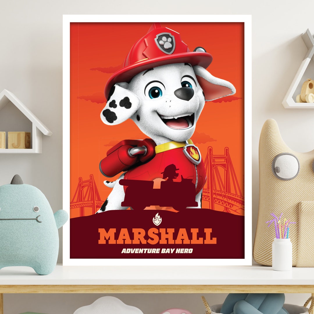 Paw Patrol Print - Marshall Adventure Bay Hero Poster Wall Art - Etsy