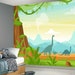 Dinosaur Wall Mural Dinosaur Silhouette Prehistoric Landscape Full Wall ...