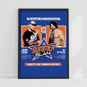 WWE Print - John Cena AJ Styles Summerslam Poster Wrestling Wall Art - Etsy