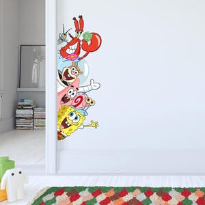 Spongebob Wall Sticker - Group Peeking and Waving Decal Wall Art - Etsy