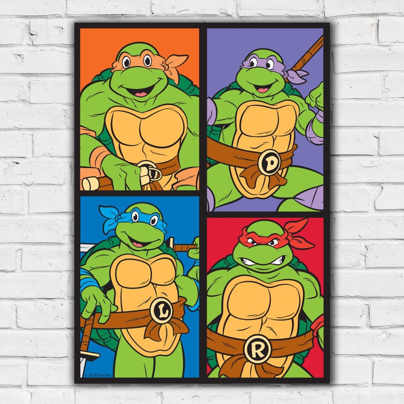 Teenage Mutant Ninja Turtles Print - 4 Colour Blocks Poster TMNT Wall ...