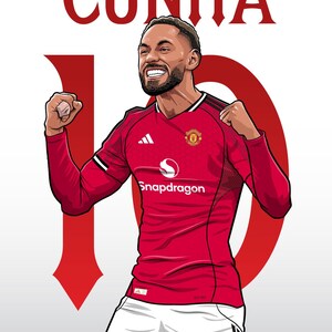 Manchester United FC Print - Cunha 25/26 Illustration Player Poster ...