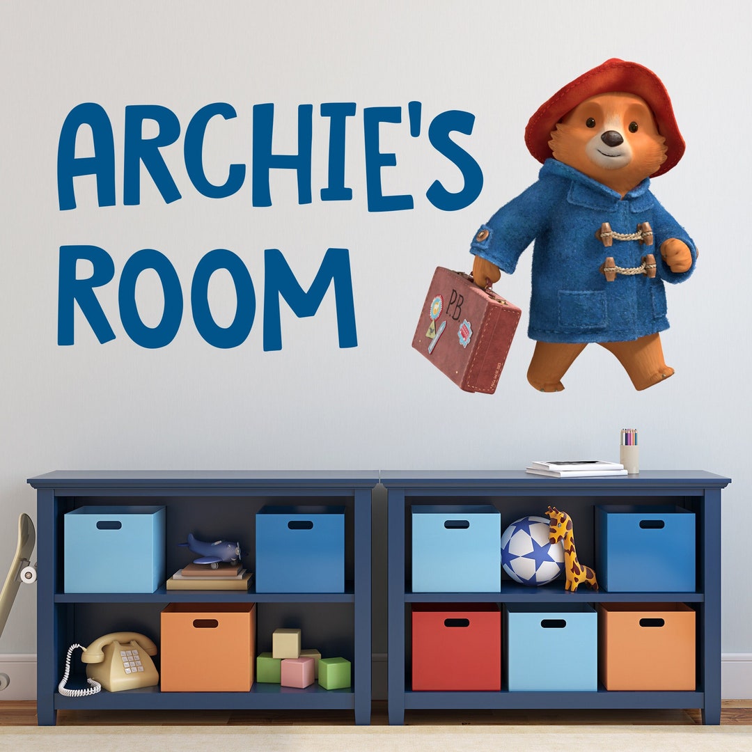 Paddington TV Wall Sticker - With Suitcase Personalised Name Wall Decal ...