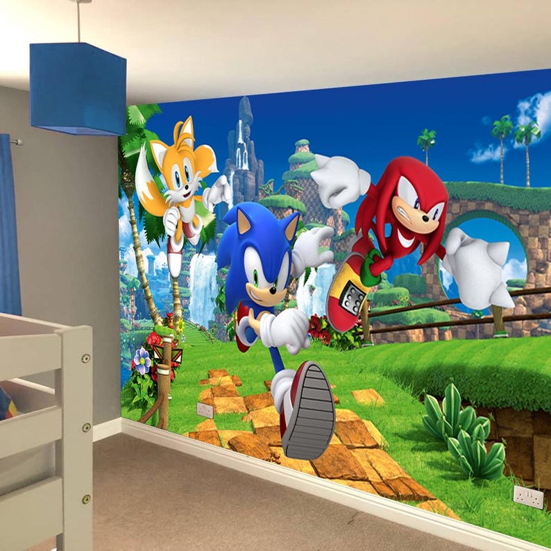 Sonic the Hedgehog Full Wall Mural - Sonic Running With Tails and ...