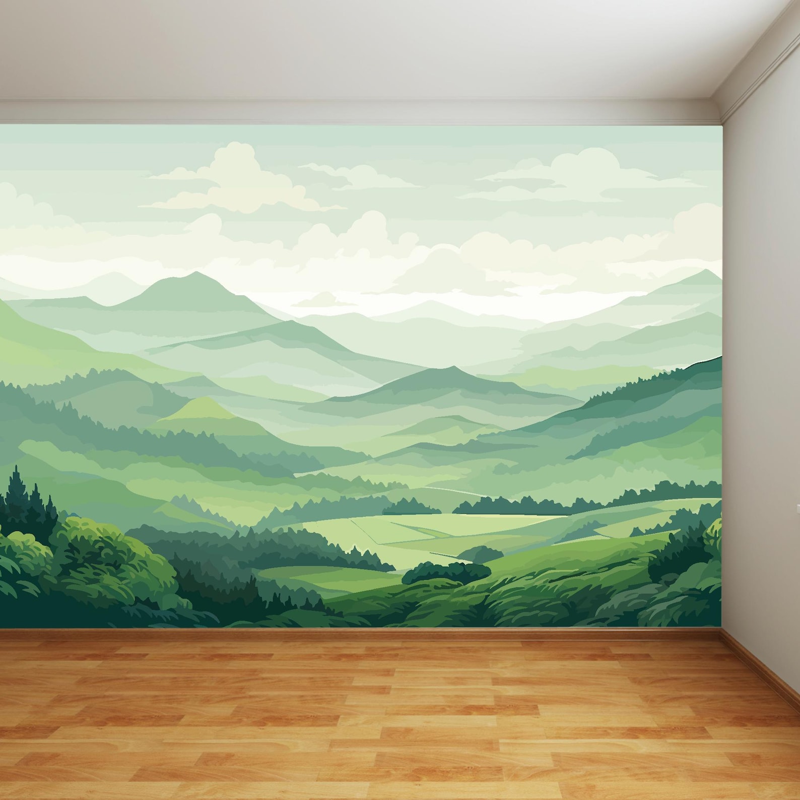 Landscape Full Wall Mural - Forest Valley Wall Art - Etsy