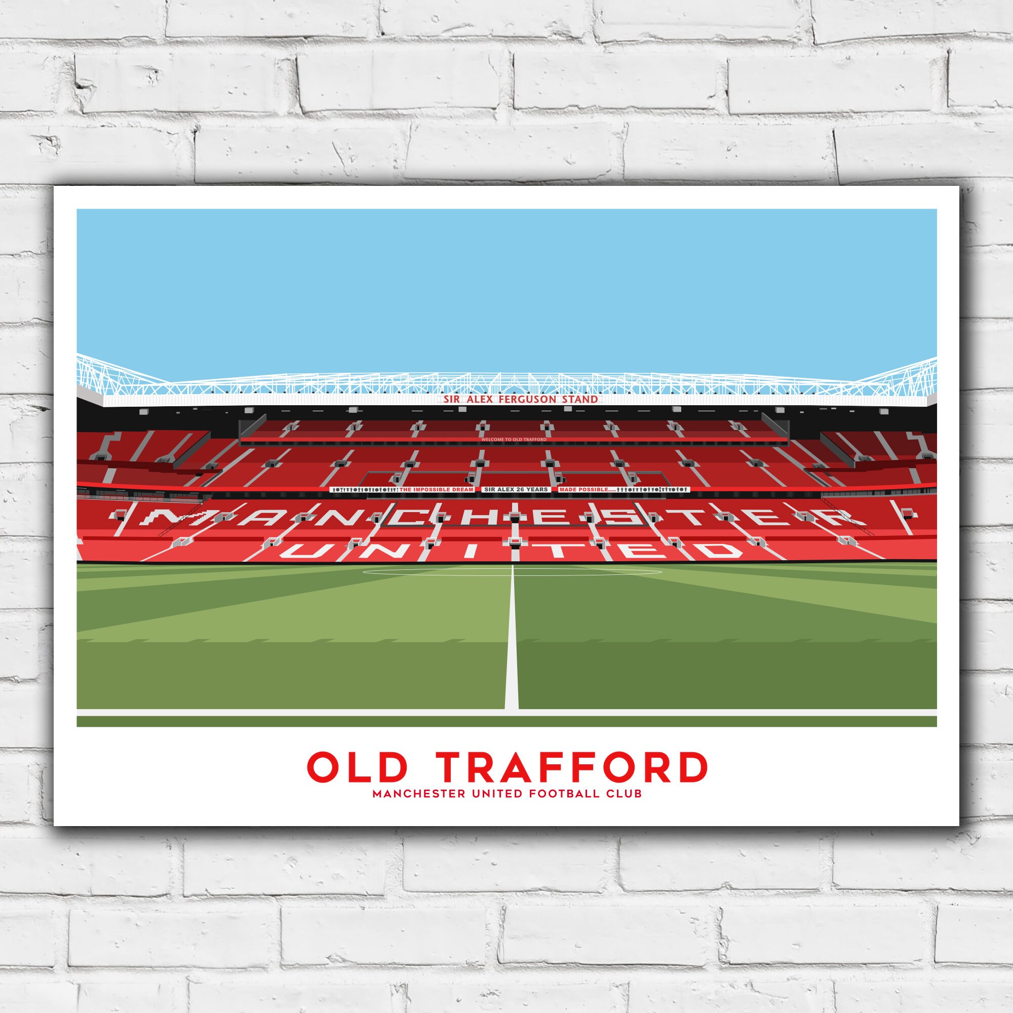 Manchester United Print - Old Trafford Stadium Illustration Football ...