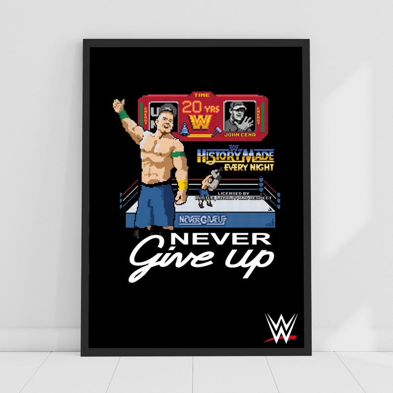 WWE Print John Cena 20 Years Pixel Poster Wrestling Wall Art - Etsy