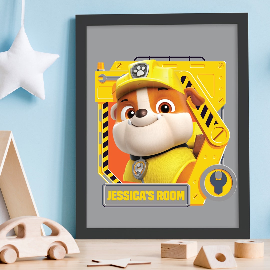 Paw Patrol Print - Rubble Graphic Personalised Poster Wall Art - Etsy