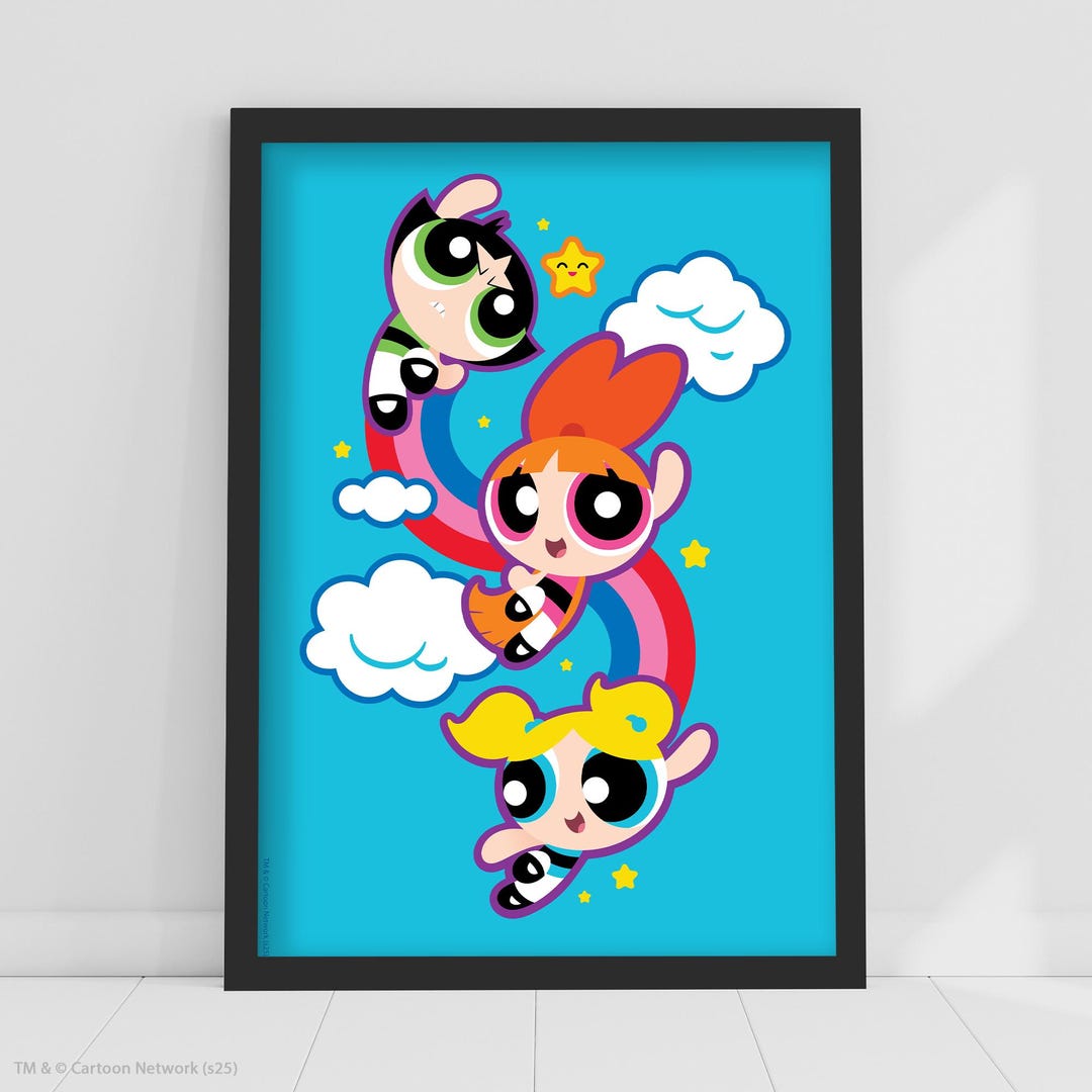 Powerpuff Girls™ Print – Sisters With Clouds Poster Superhero Wall Art ...