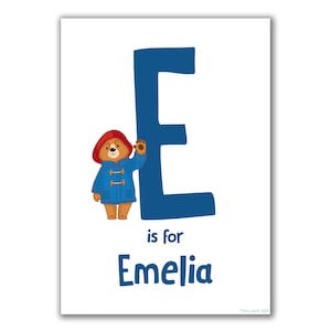 Paddington Bear TV Print - Blue Letter and Personalised Name Wall Art ...