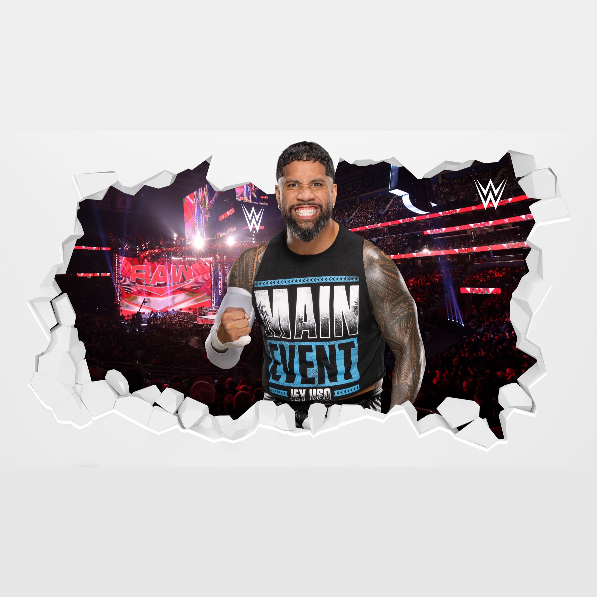 WWE Wall Sticker - Jey Uso Broken Wall - Etsy