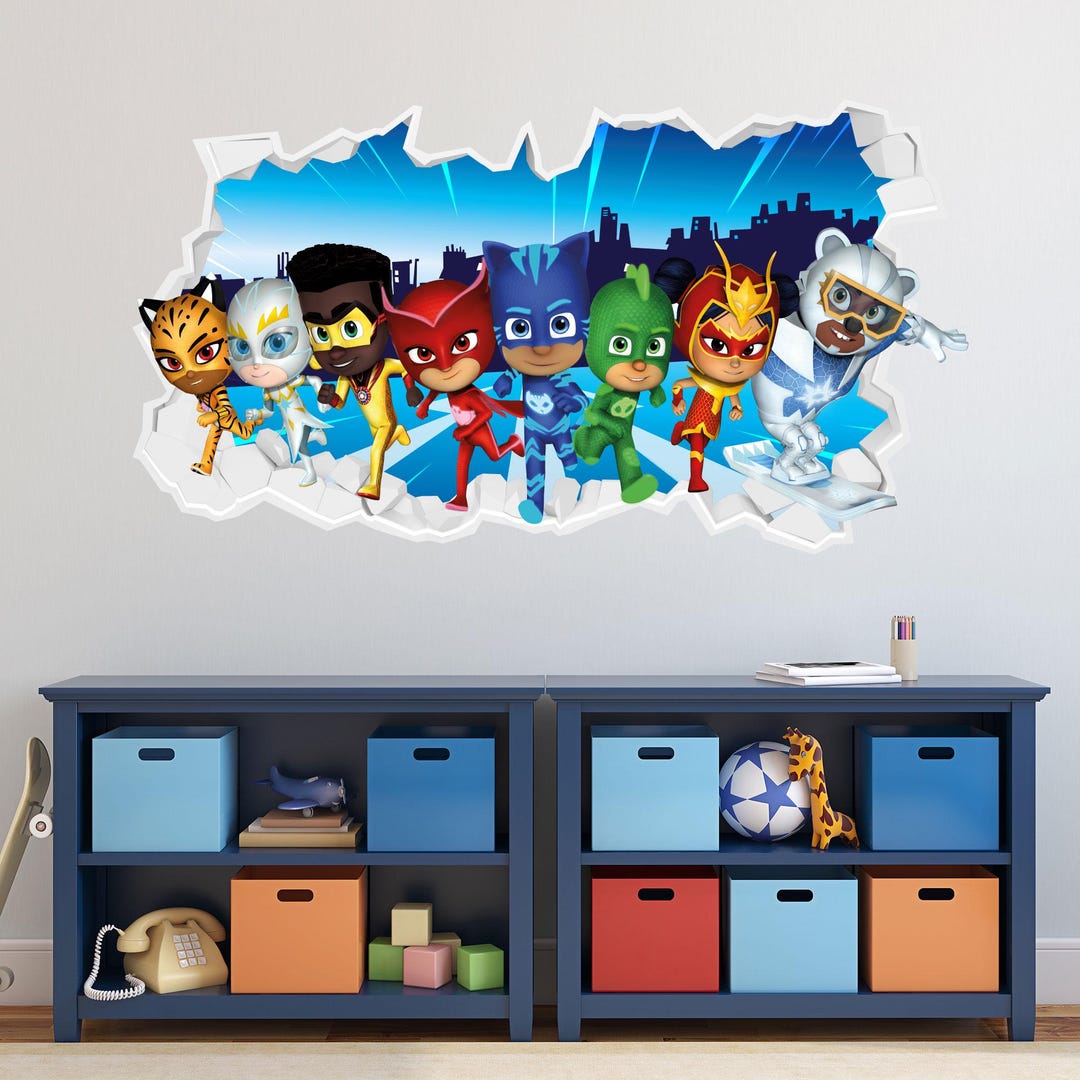 PJ Masks Wall Sticker - Group Broken Wall Art - Etsy
