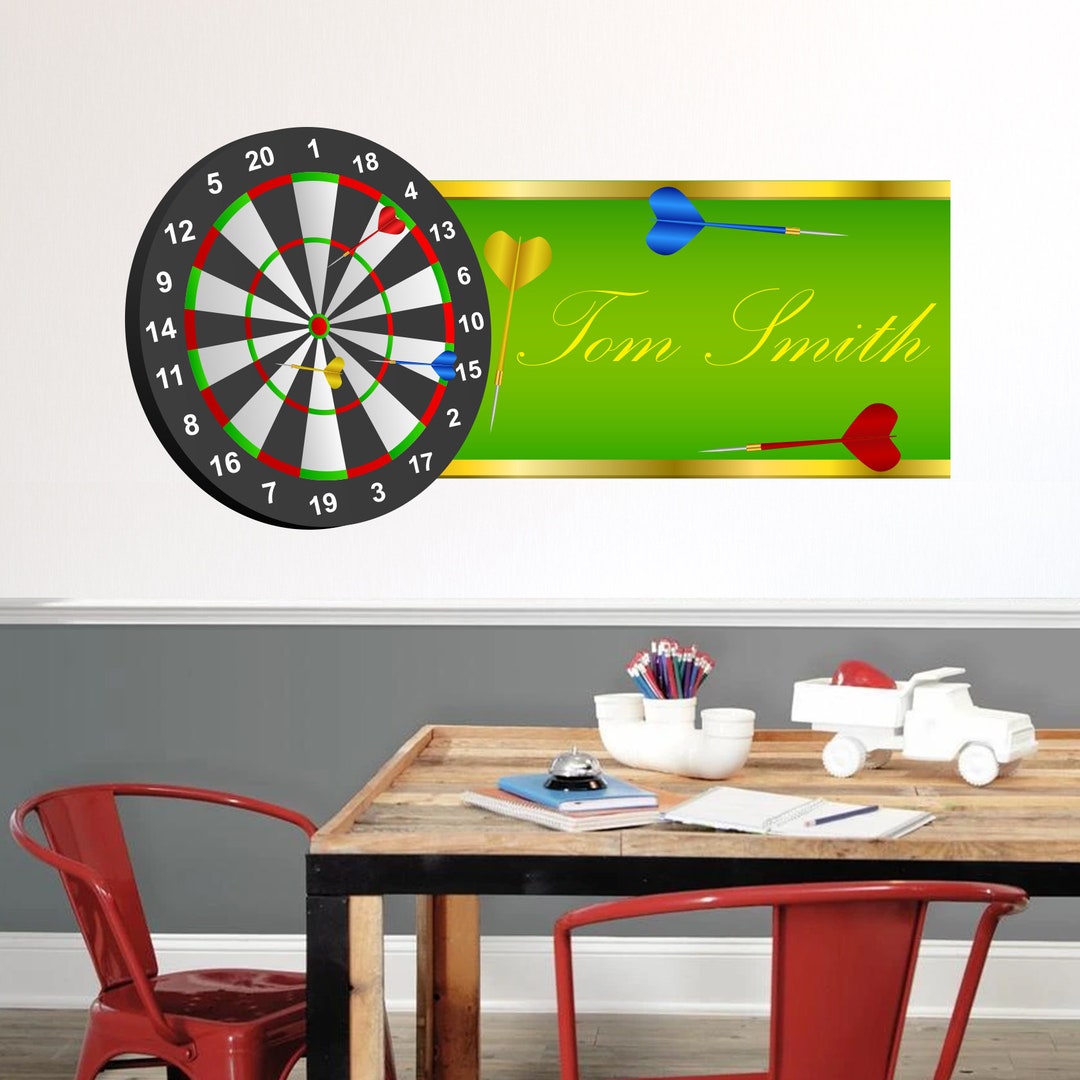 Darts Wall Sticker - Dart Board Personalised Name Decal Wall Art - Etsy