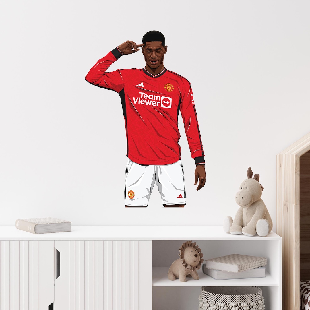 Manchester United FC Wall Sticker - Rashford Celebration Illustration ...