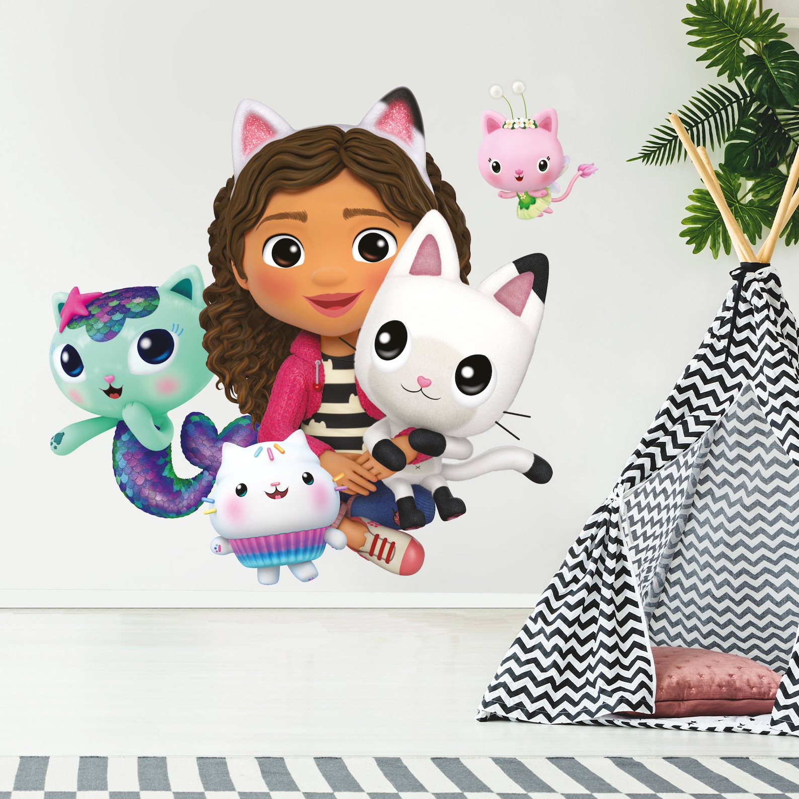 Gabby's Dollhouse Wall Sticker - Gabby and Friends Sat Down Wall Art ...