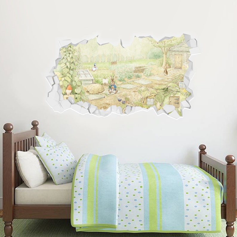 Official Peter Rabbit Smashed Garden Wall Sticker Mural PB044 - Etsy ...